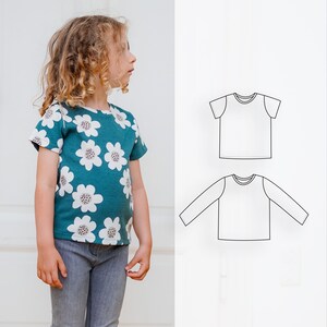 Children's T-shirt Sewing Pattern, Skinny Tee Pattern, Newborn to 12 ...