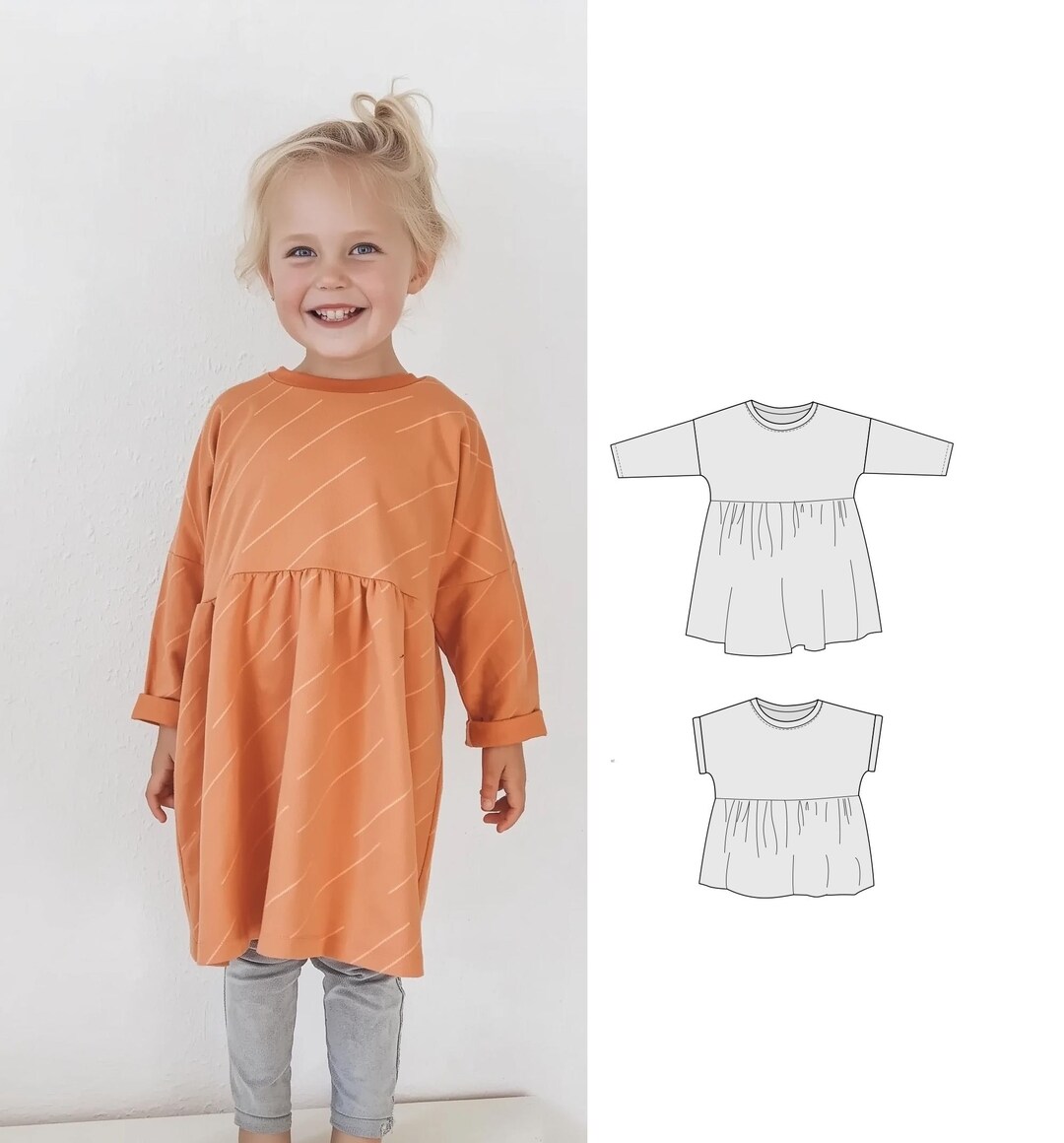 Boxy Dress Pattern and Peplum Top Sewing Pattern, 0 to 12 Years Digital ...