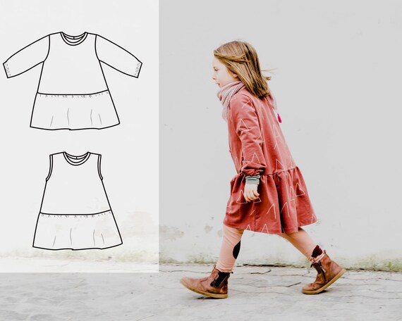 Low Waist Dress Girl's Dress Sewing Pattern Dropped | Etsy