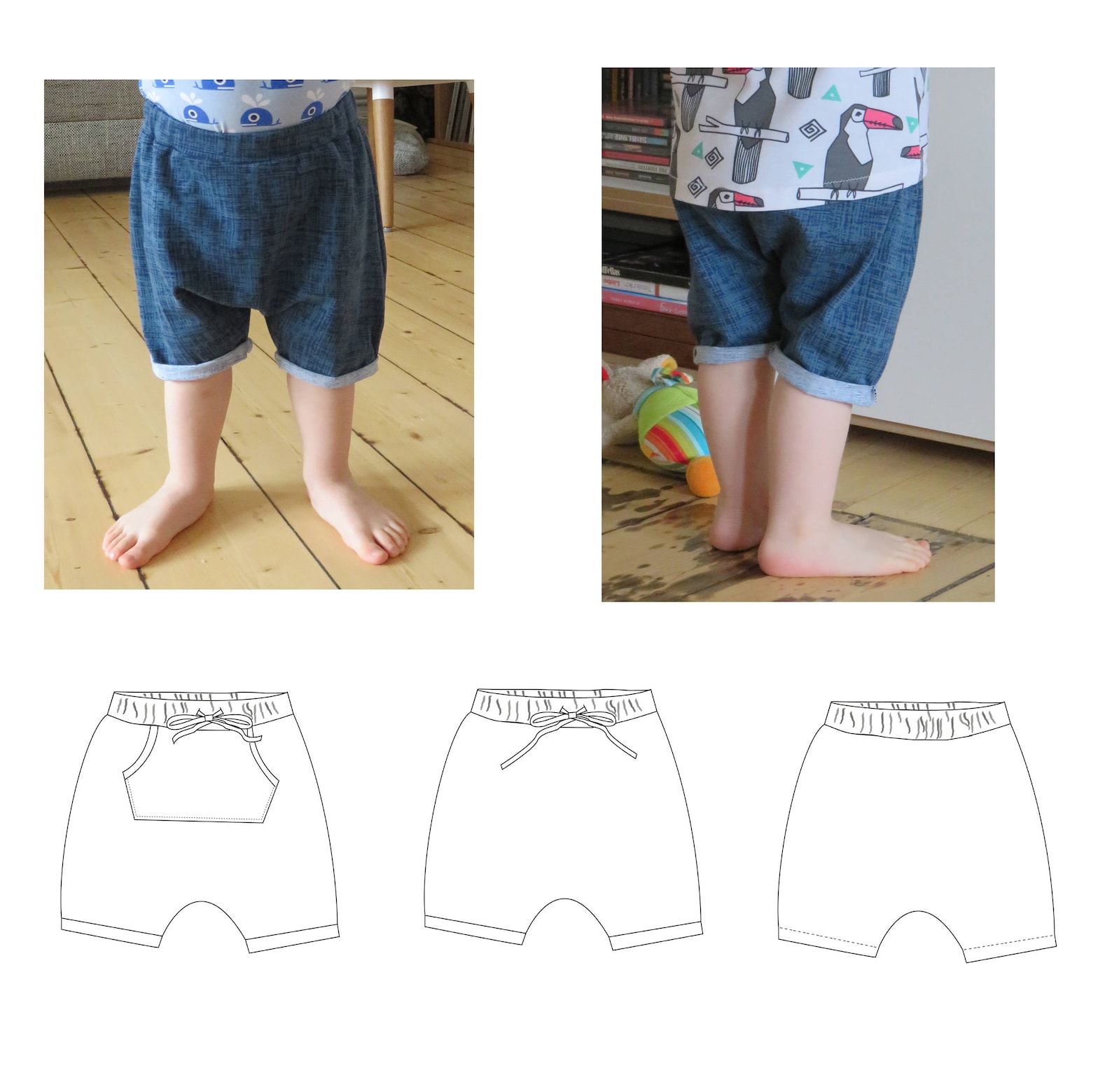 Baby Shorts Pattern, Baggy Shorts Kids Pattern, Toddler Harem Shorts ...