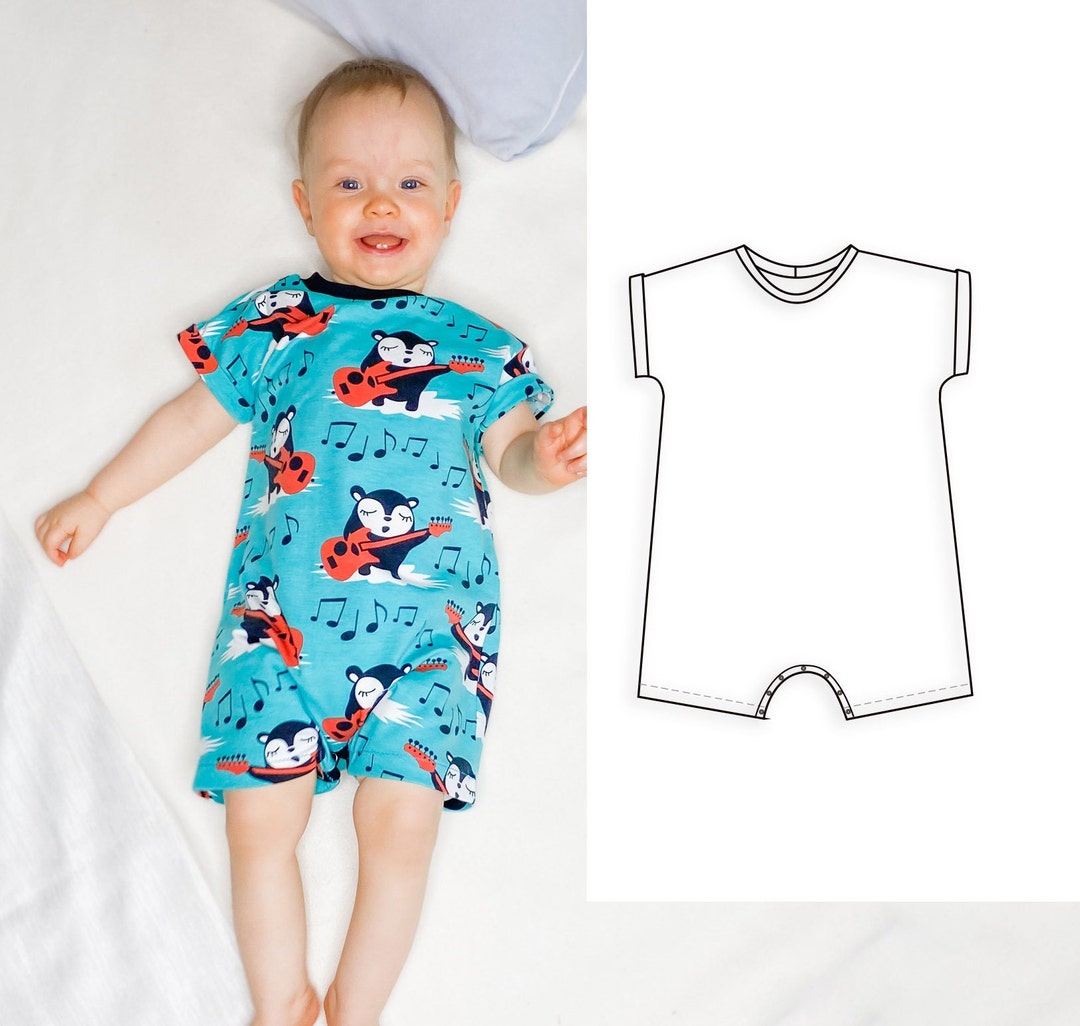 Baby Short Romper Pattern, Baby One Piece, Slouchy Romper, Newborn ...