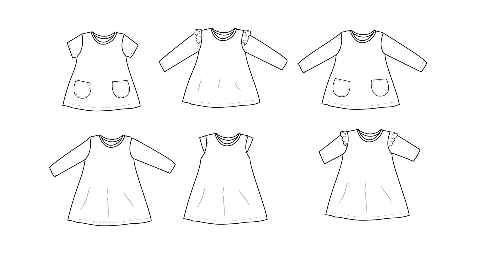 Girls T-shirt Dress Pattern 0-12 Years Basic Tunic and Dress - Etsy