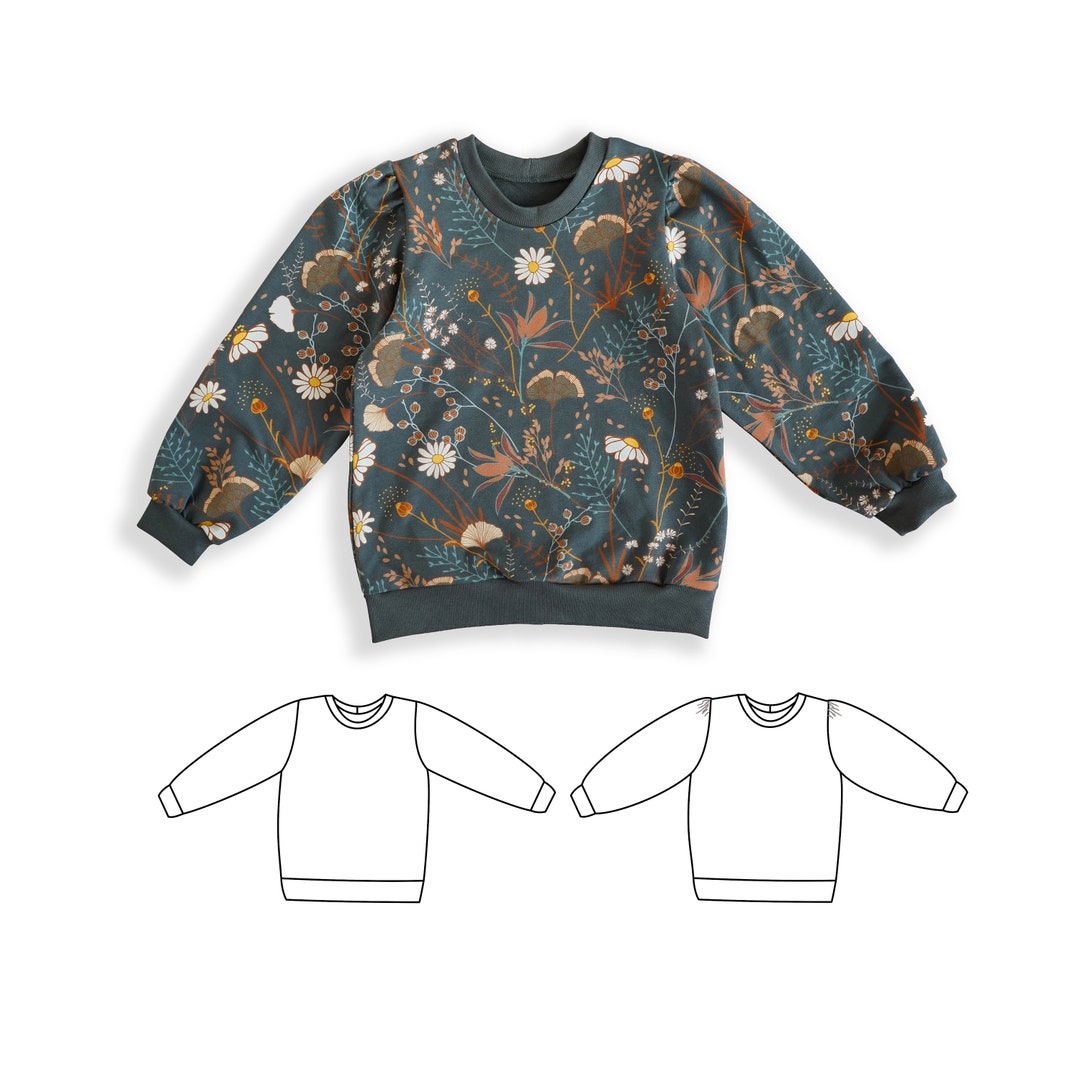 Children Sweatshirt Sewing Pattern, Sizing 0-12 Years, Puff Sleeve ...