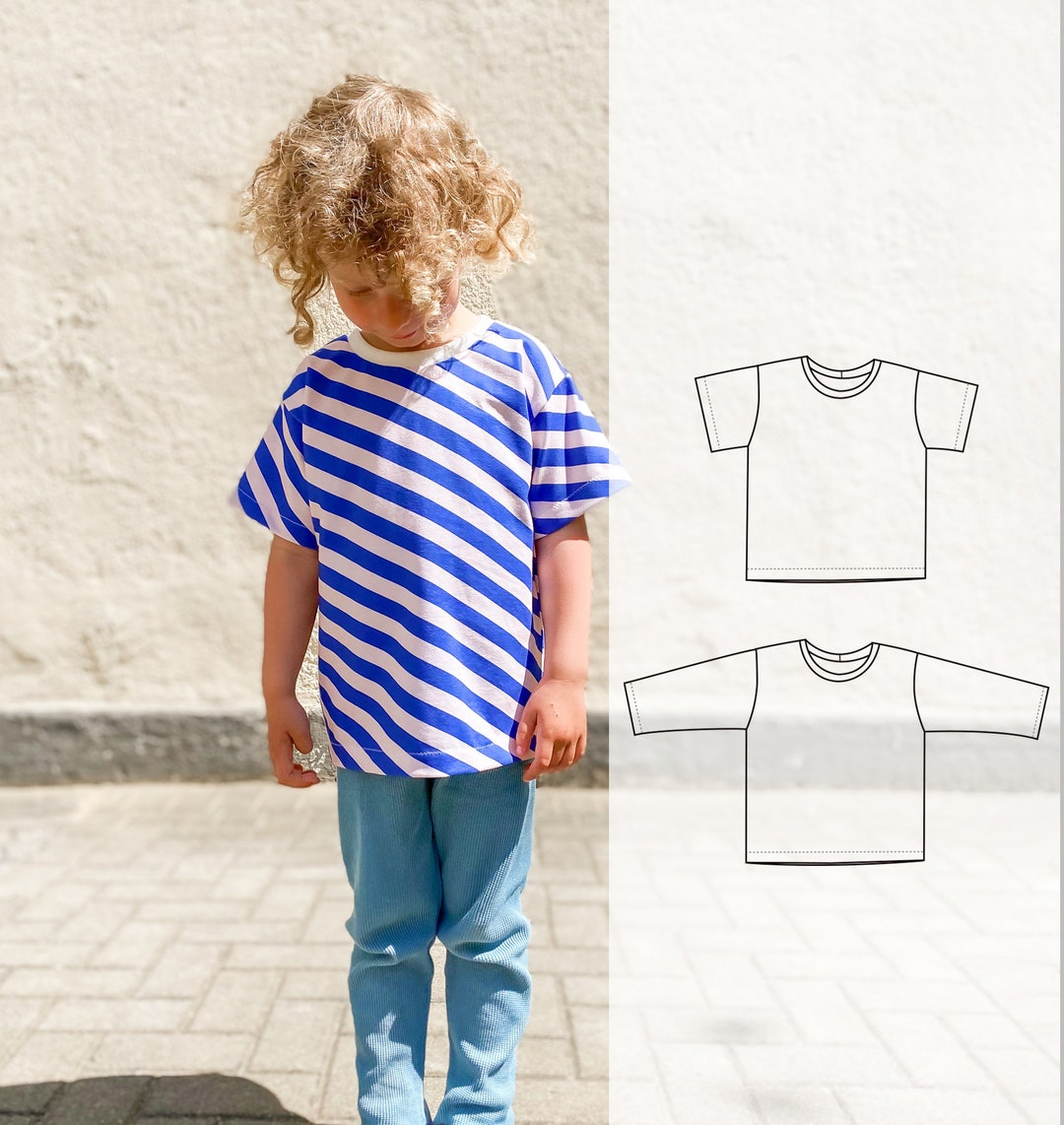 Kids T-shirt Sewing Pattern, Baggy Tee Pattern for Children, Boyfriend ...