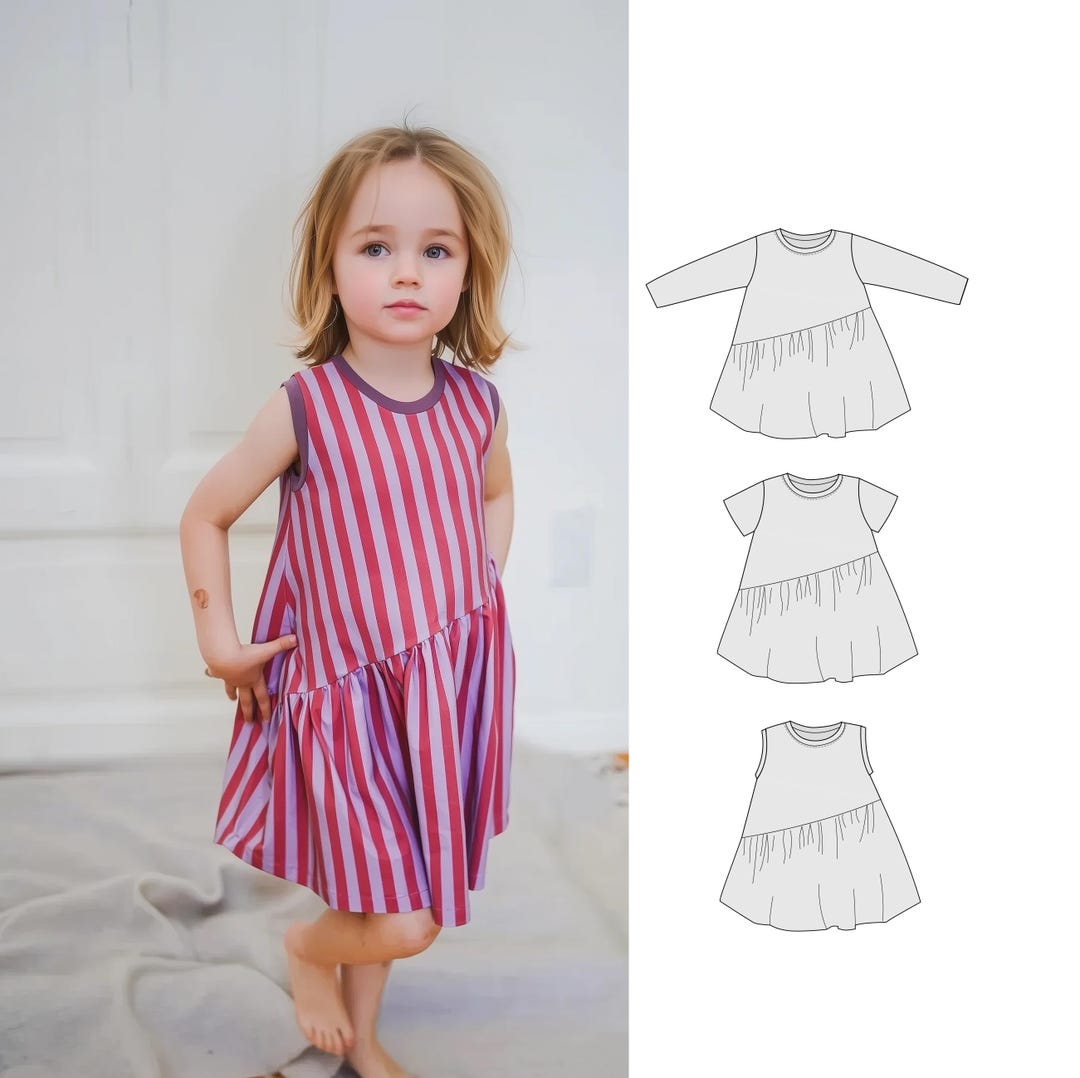 Freestyle Dress, Kids Dress With a Diagonal Waistline, Baby to 12 Years ...