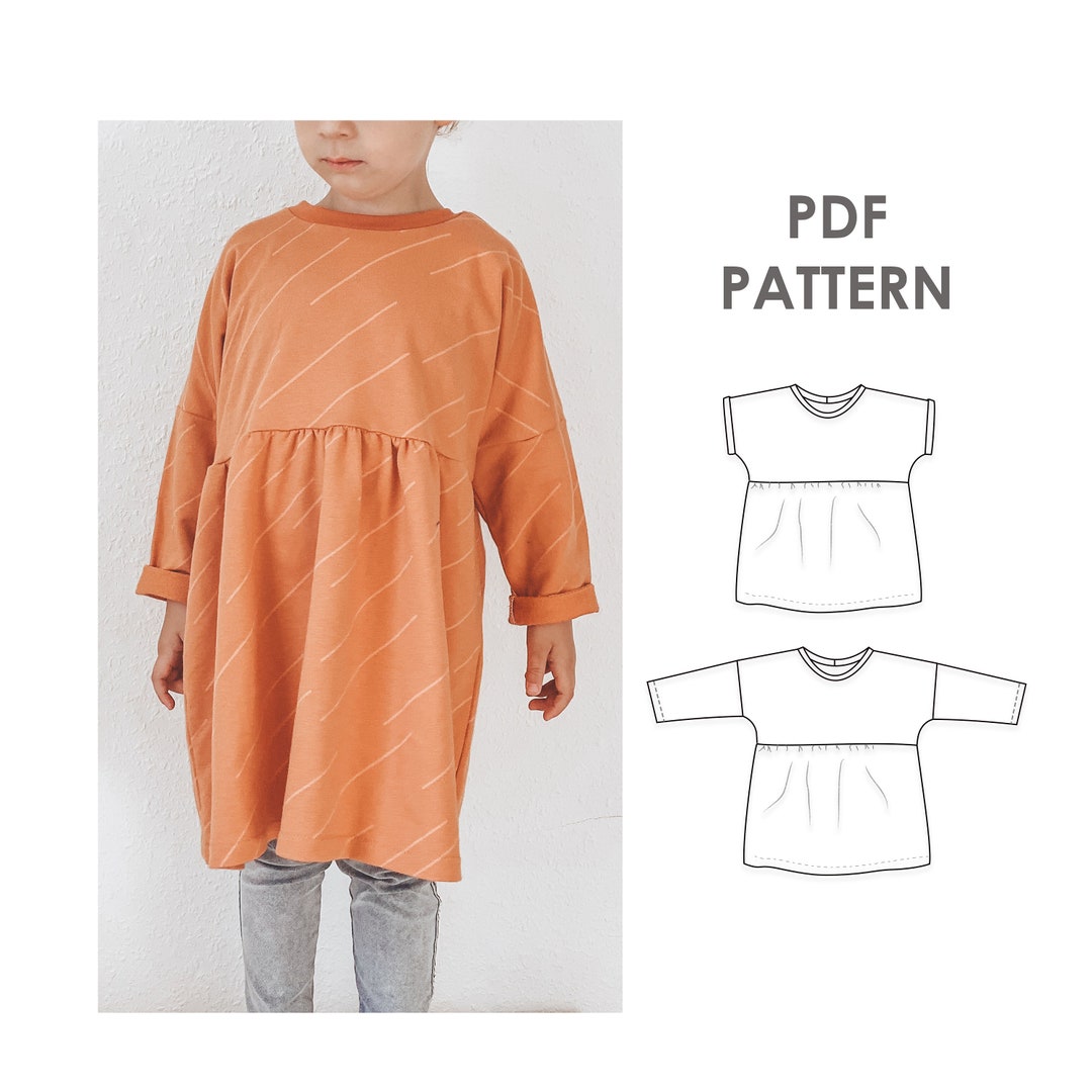 Boxy Dress Pattern and Peplum Top Sewing Pattern, 0 to 12 Years Digital ...