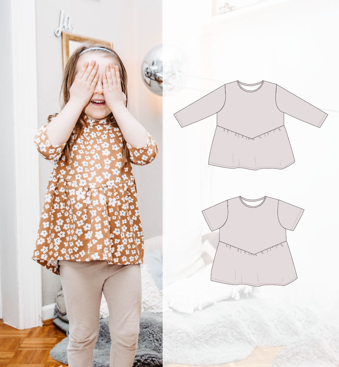 Girl's Peplum Top Sewing Pattern, V-bodice Peplum Top Pattern for Kids ...