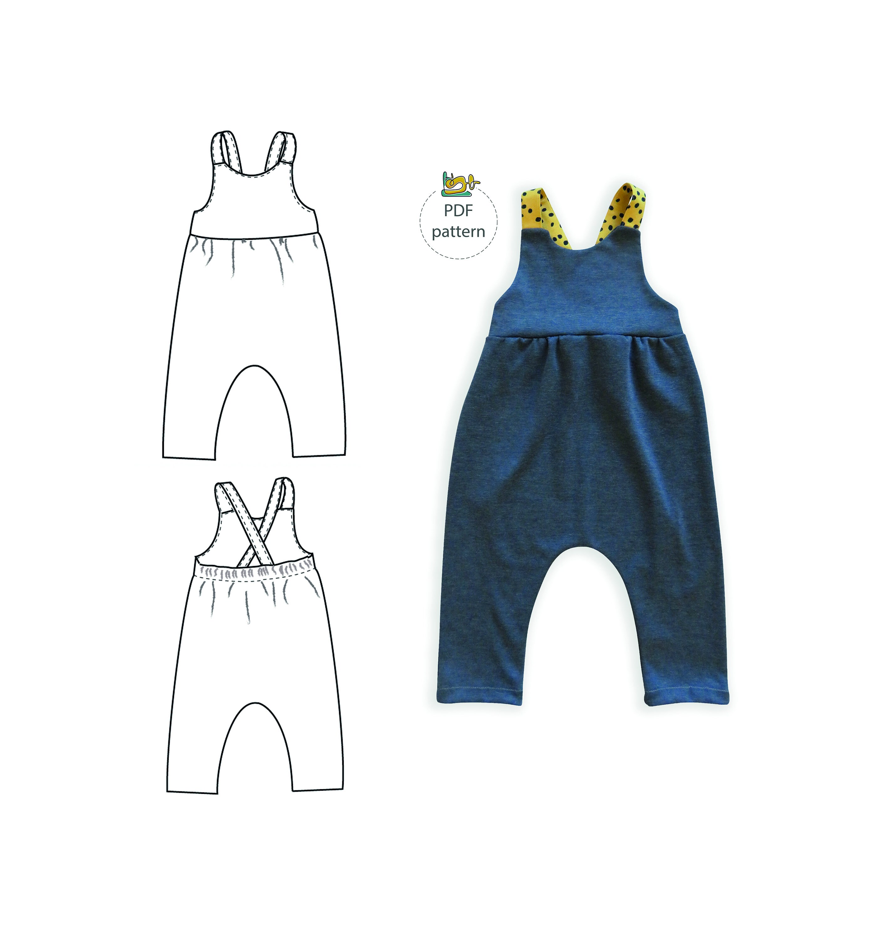 Girl's Overall Pattern, Kids Overall, Baby Romper Pattern, Girl's ...