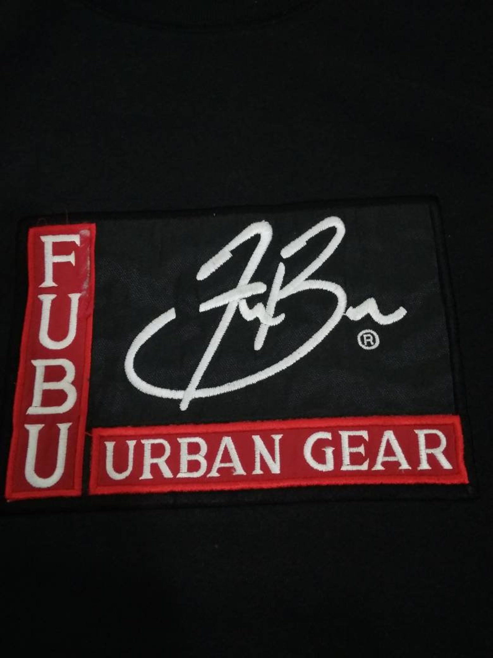 Fubu Urban Gear Embroidered Big Logo Crewneck Pullover Black Vintage ...