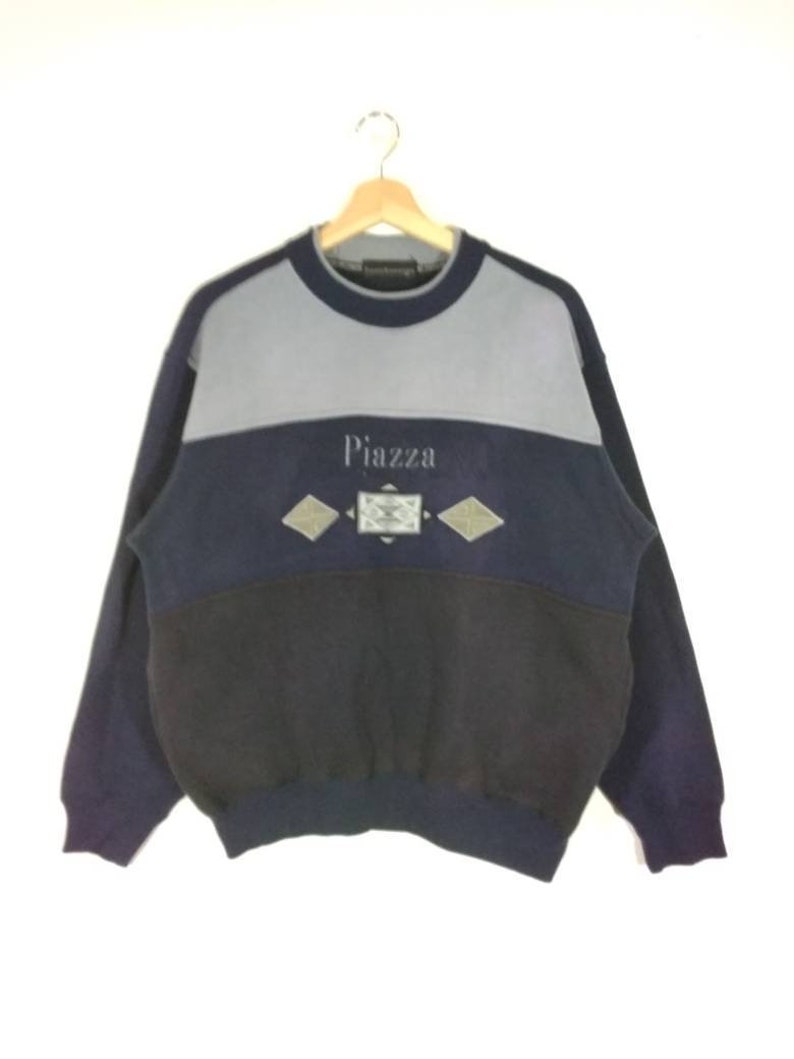 Piazza Valentino Embroidered Logo Crewneck Pullover Gray With Pocket ...