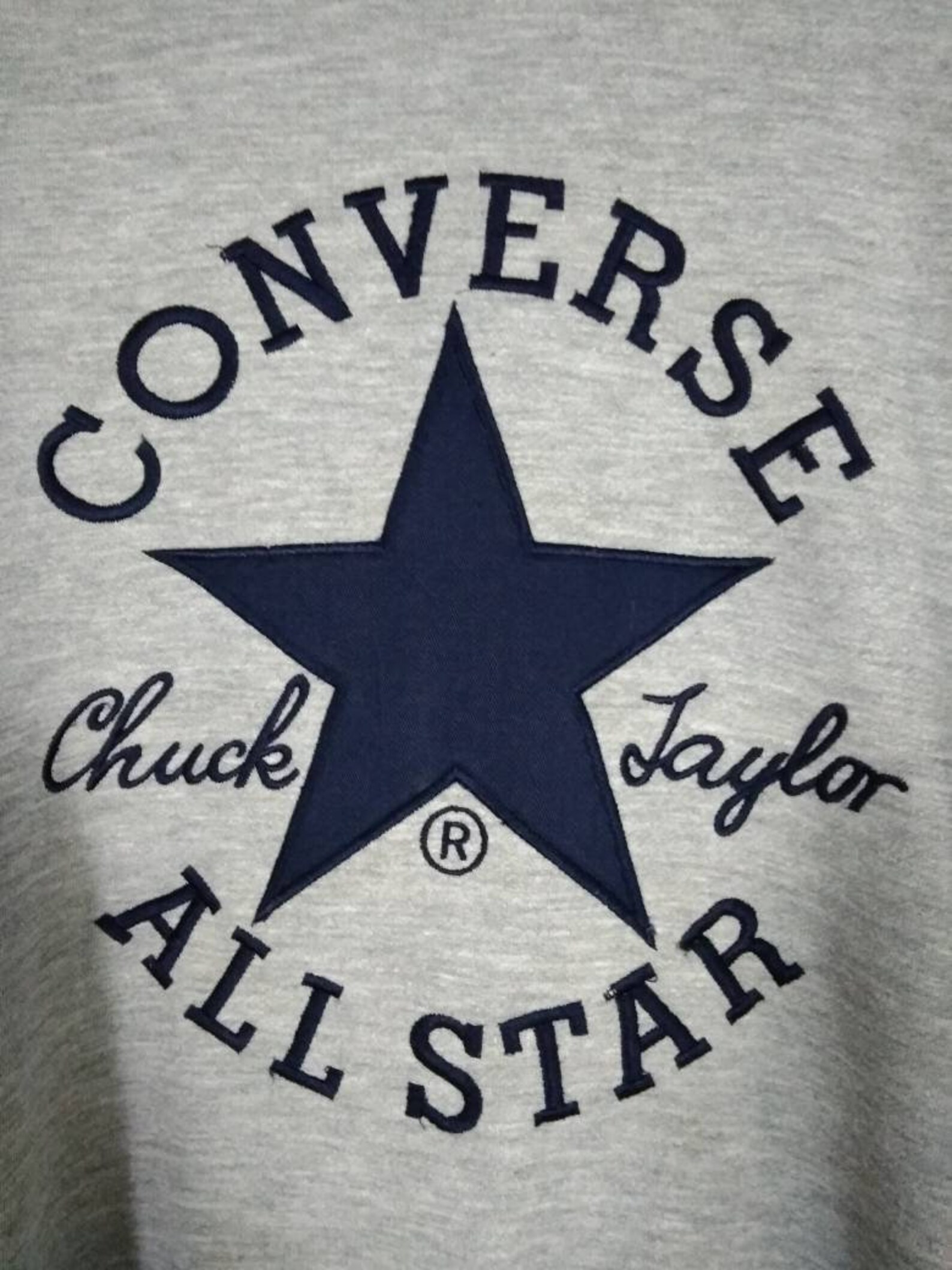 CONVERSE ALL STAR Hoodie Embroidery Big Logo Pullover Gray Hooded ...
