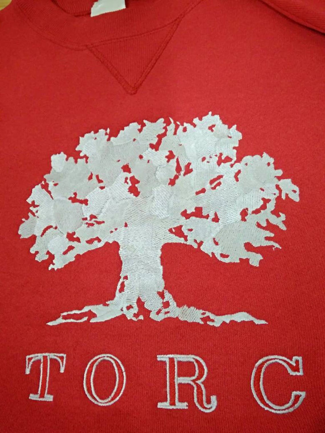 Rare!! TORC Embroidered Big Logo Spell Out Crewneck Red Vintage ...