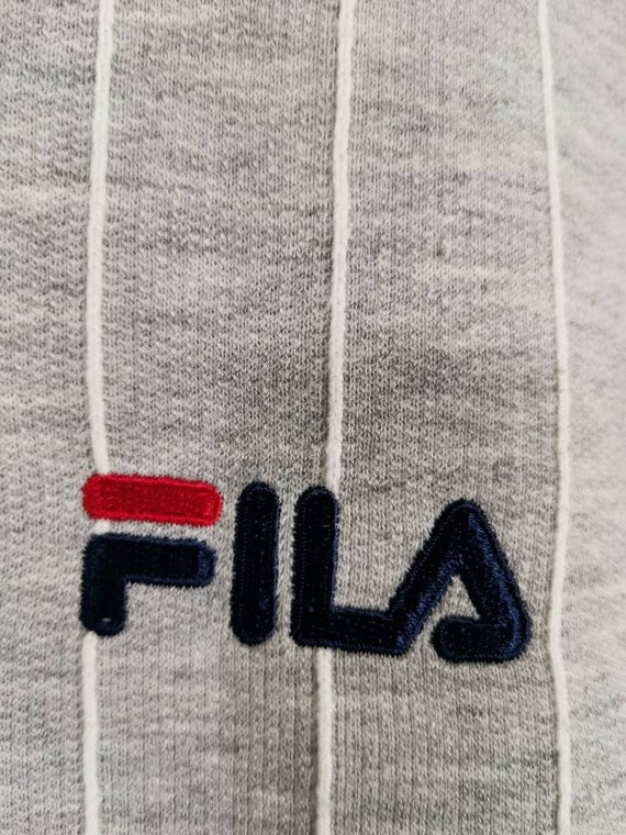 Rare!! 90's Fila Embroidery Logo Grey Vintage Half Zi… - Gem