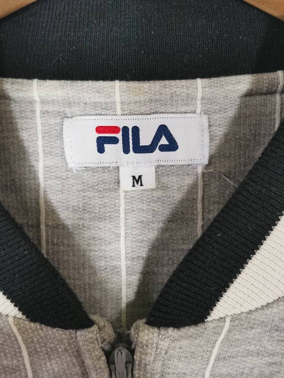 Rare!! 90's Fila Embroidery Logo Grey Vintage Half Zi… - Gem