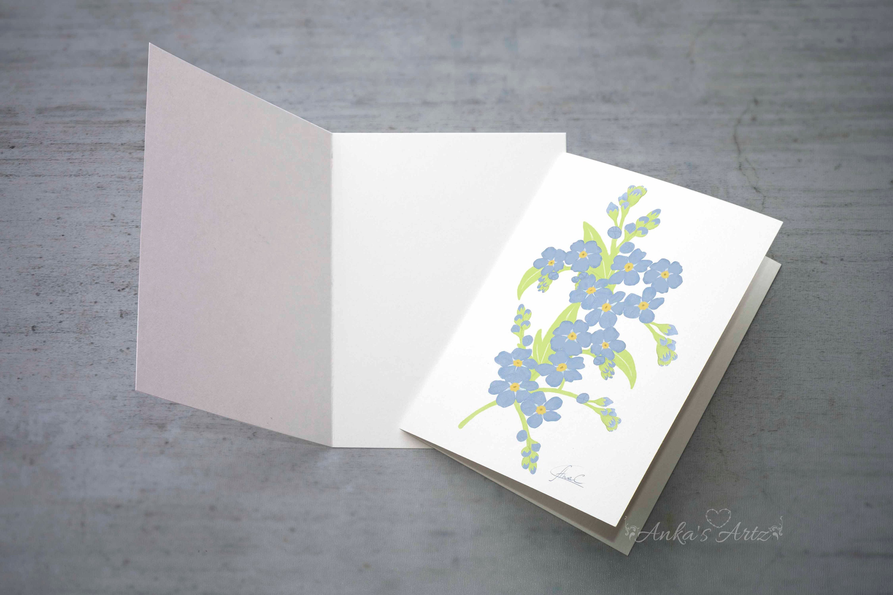 FORGET ME NOT Greeting Card, All-occasion Card, Blue Spring Flower ...