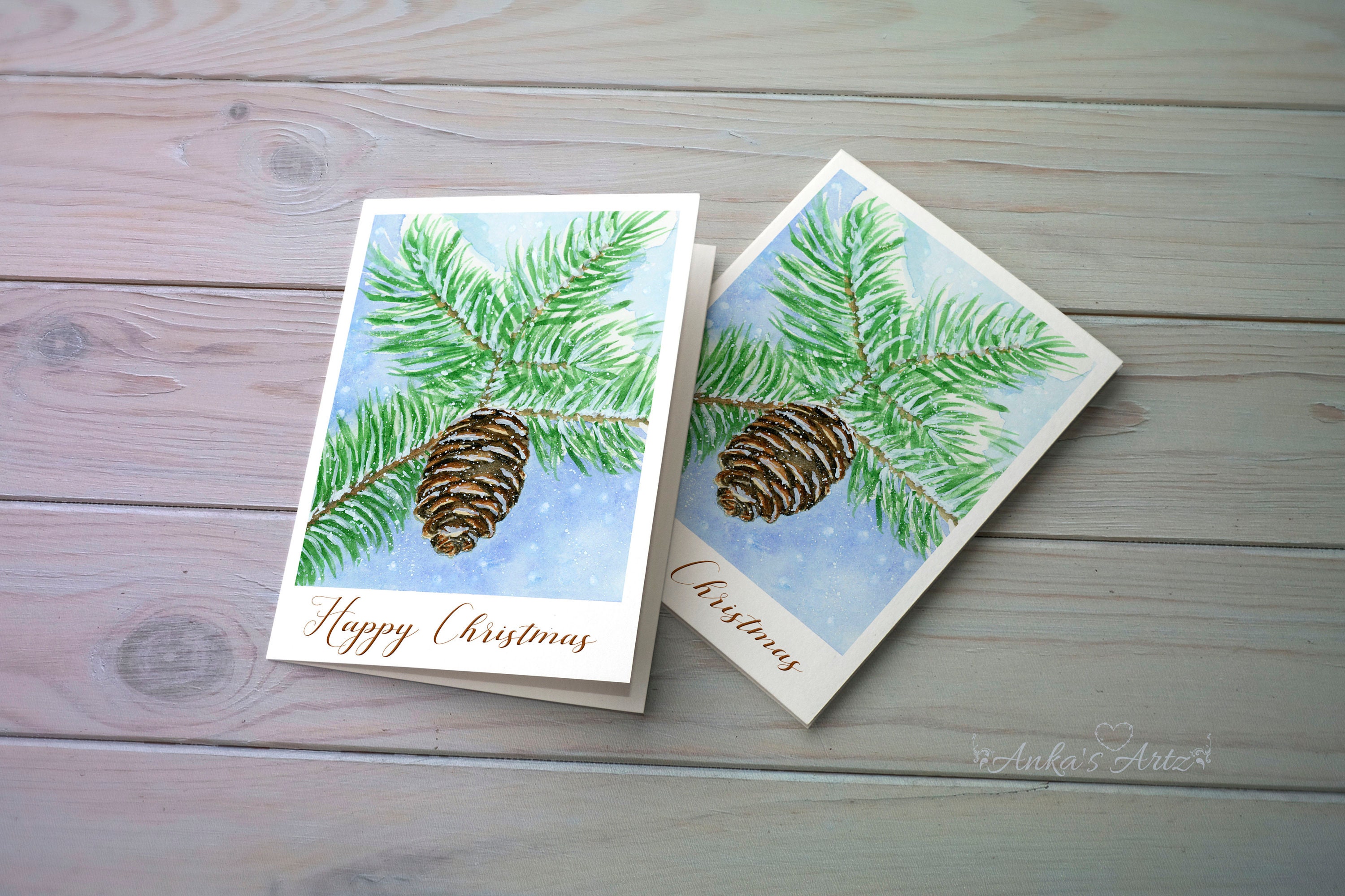 Christmas Pinecone Greeting Card, Happy Christmas Pinecone Greeting ...