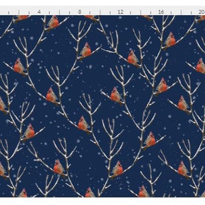 Red Cardinal Bird Fabric by the YARD, Bird Lover Quality Fabric ...