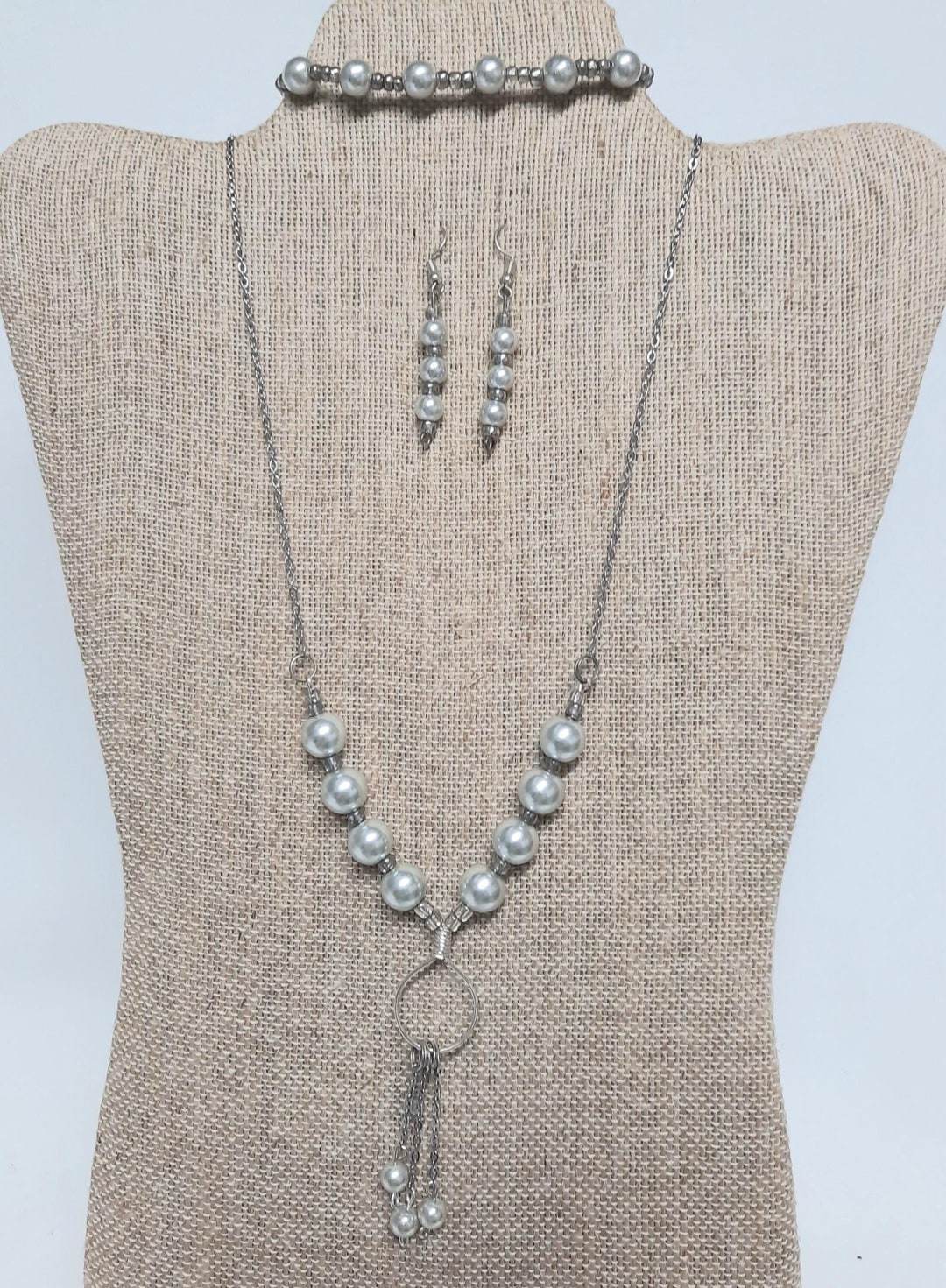 Pretty Pearl Set Trending for 2025, Blue Gray Green Pearls, Stainless ...