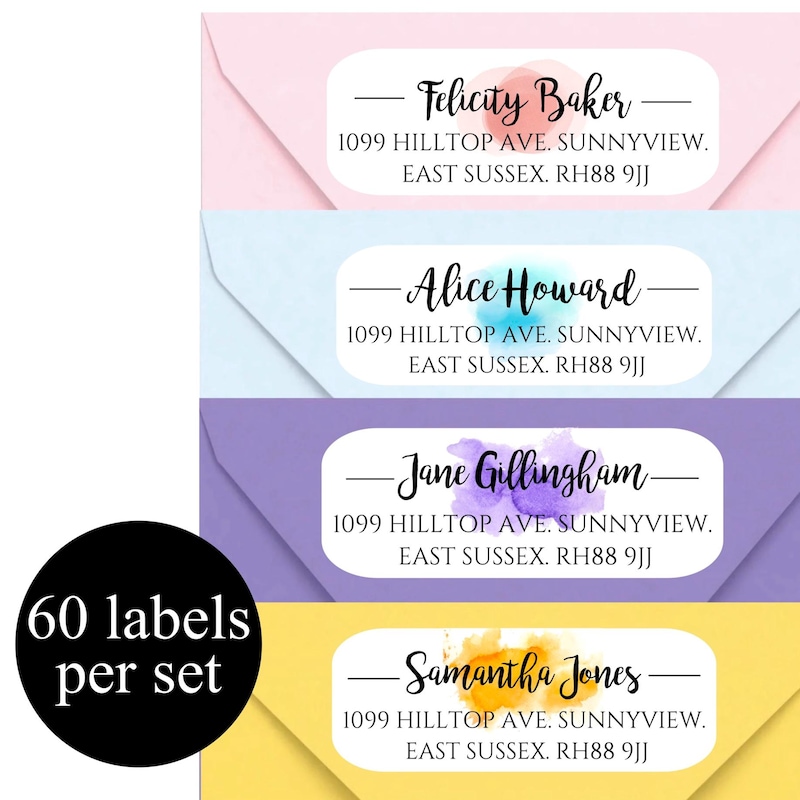 Watercolor Address Stickers - Etsy UK