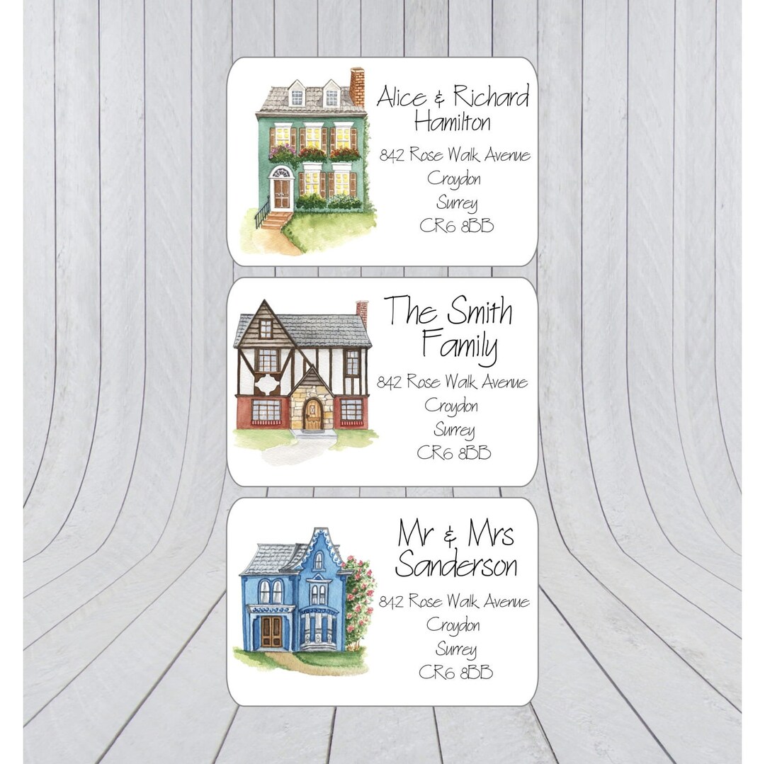 36 X Watercolour Home Return Address Stickers, Address Labels, Self ...