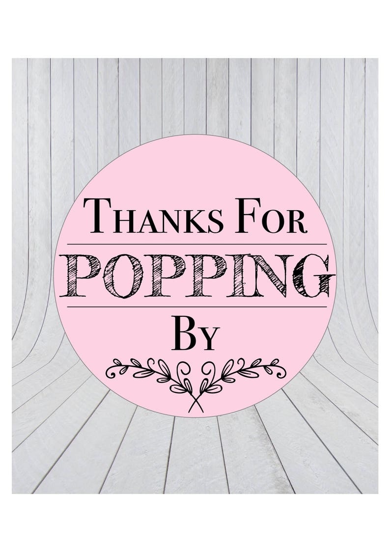 Pink 'thanks for Popping By' Baby Shower Stickers. Popcorn Favour ...