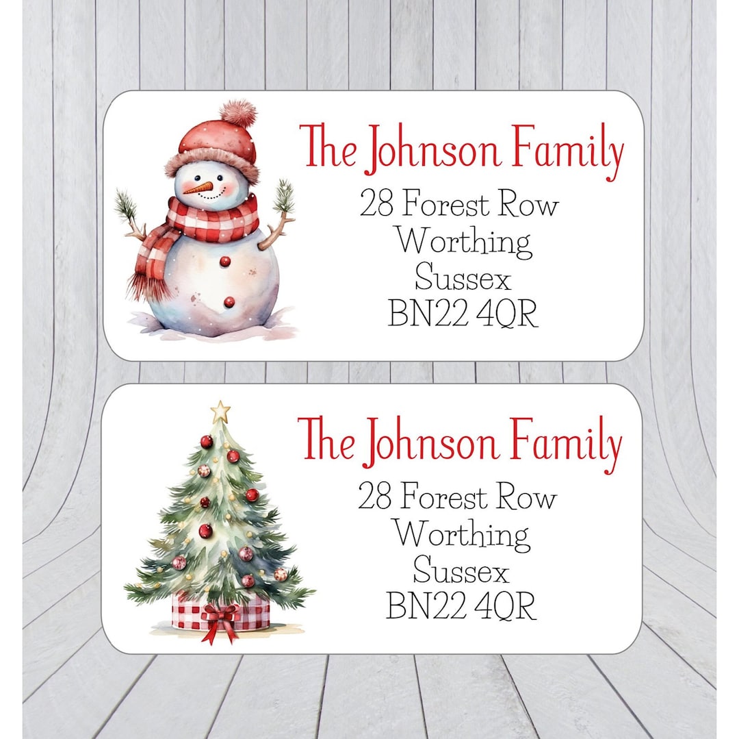 40 X Christmas Return Address Labels, Christmas Address Stickers, Xmas ...