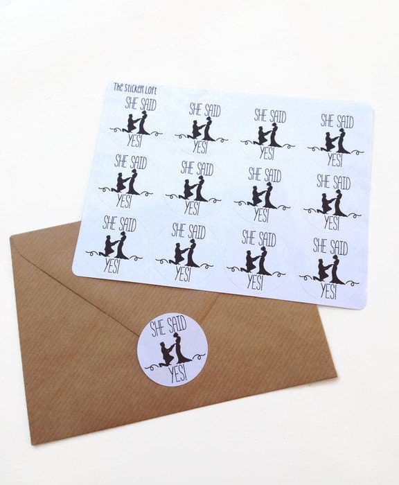 24 X She Said Yes Stickers Engagement Stickers Save the Date | Etsy