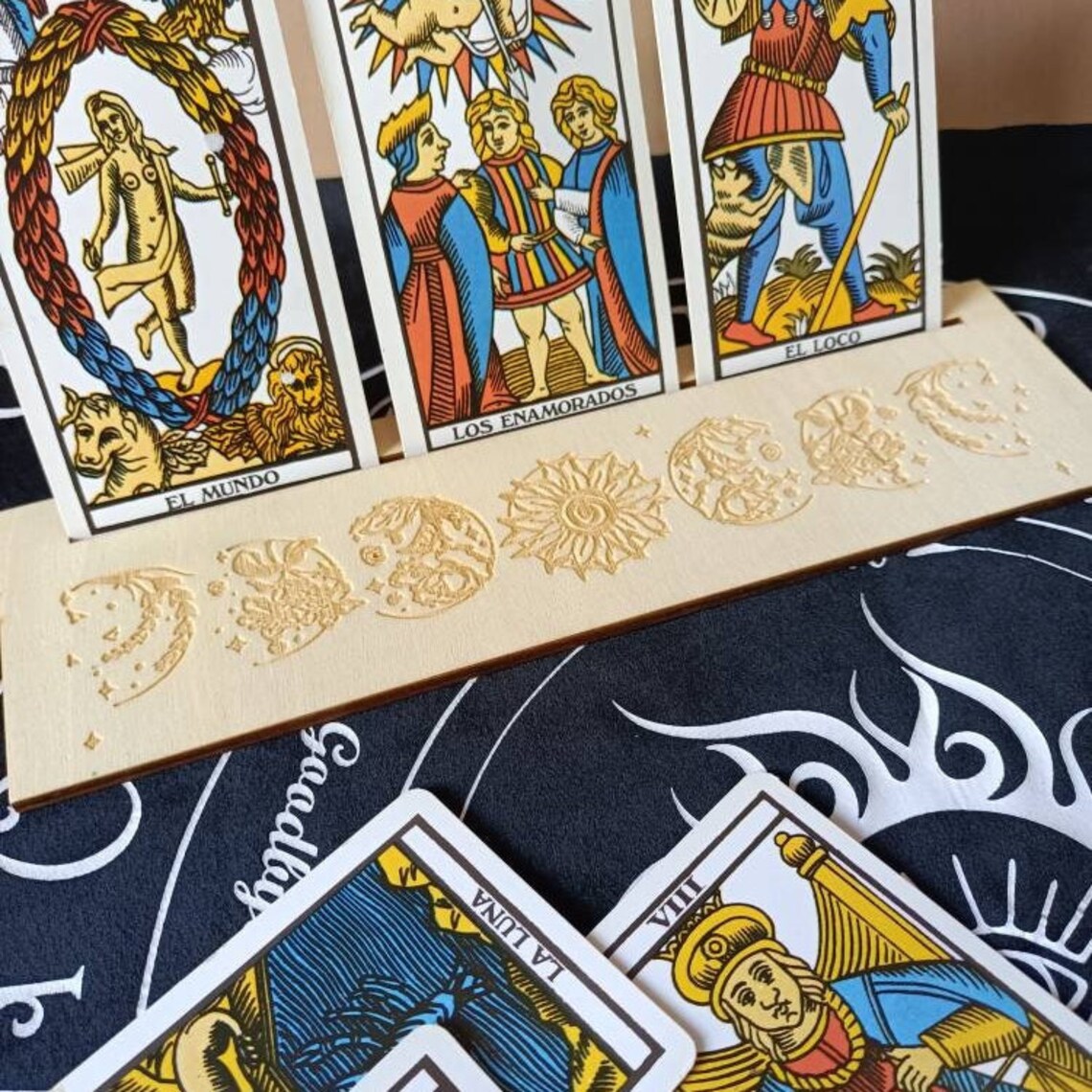 Wooden Tarot Card Holder Rectangle Wood Display Stand Witch - Etsy
