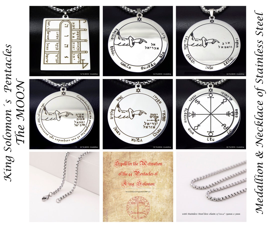 King Solomon Pentacles of the MOON, Stainless Steel Pendants Necklaces ...