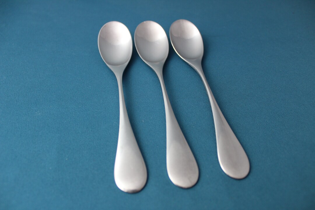 3 Large Teaspoons Hackman MANGO Satin 18/8 Stainless Finland Modern 6 1 ...