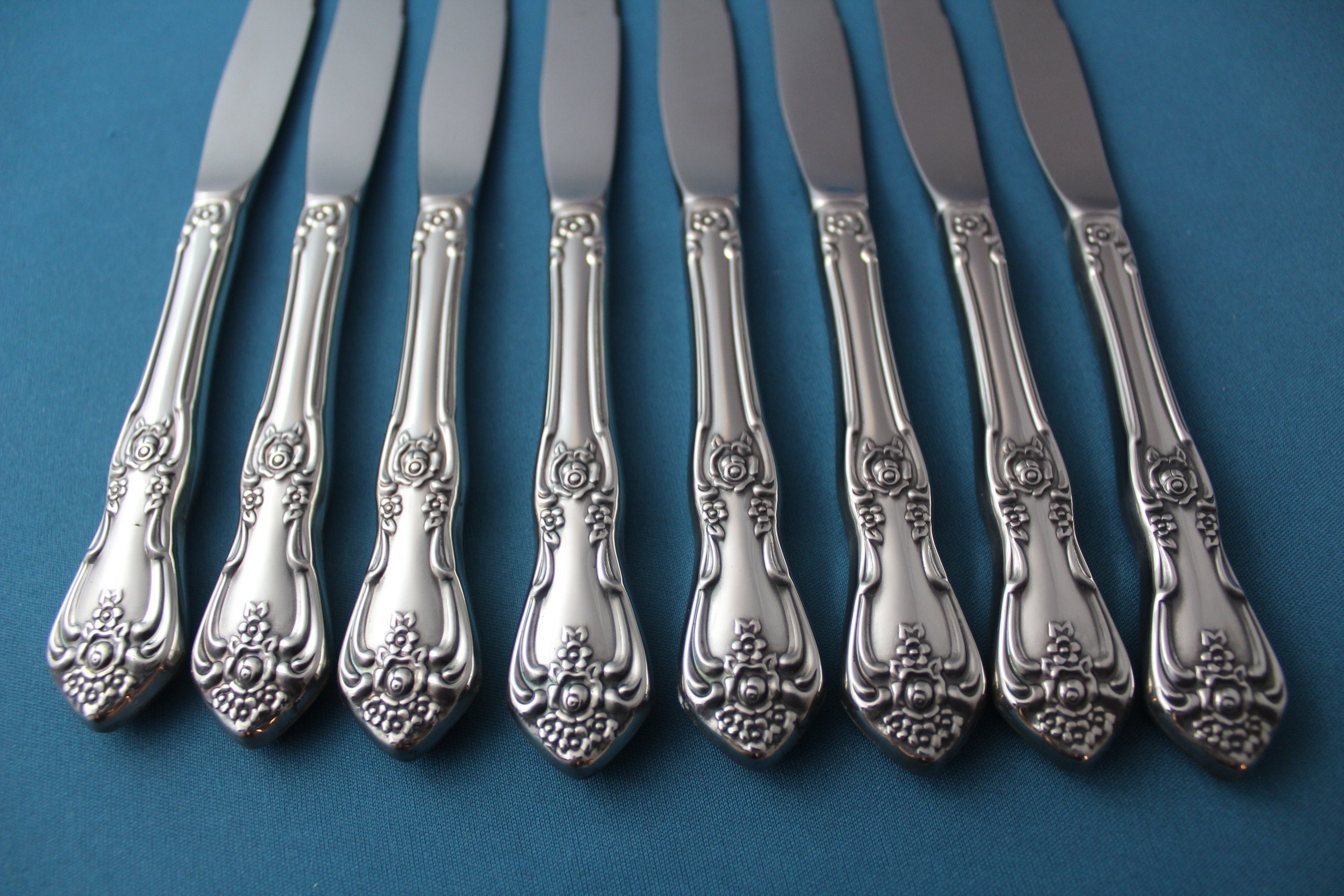 8 Dinner Knives Hollow Oneida WM A Rogers Premier PRESIDENT Stainless ...