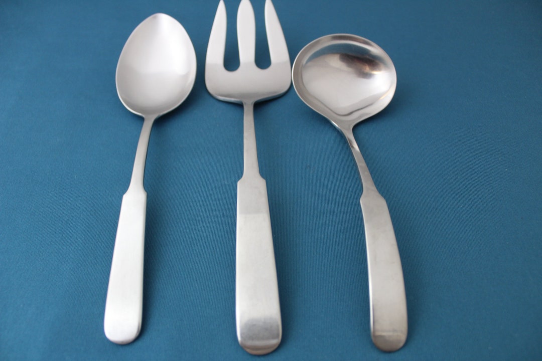 3pc Serving Tablespoon Fork Ladle Lauffer Towle HERITAGE Satin 18/8 ...