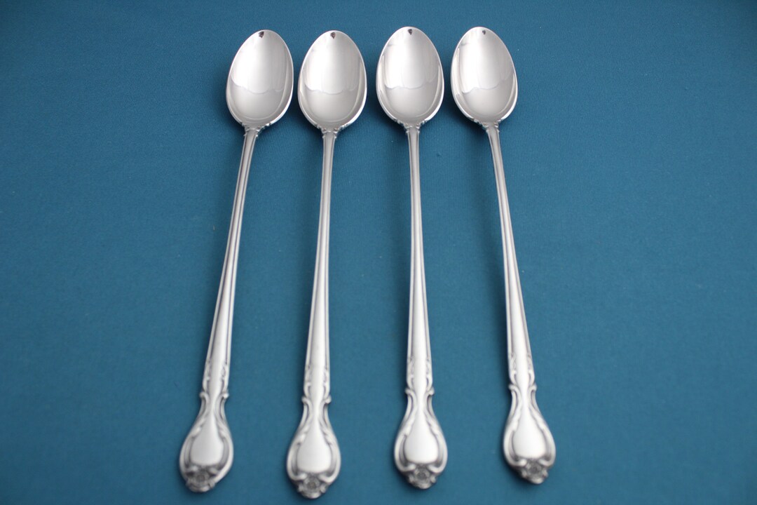 4 Iced Tea Spoons International Lyon QUEEN'S FANCY Stainless 7 3/4" - Etsy