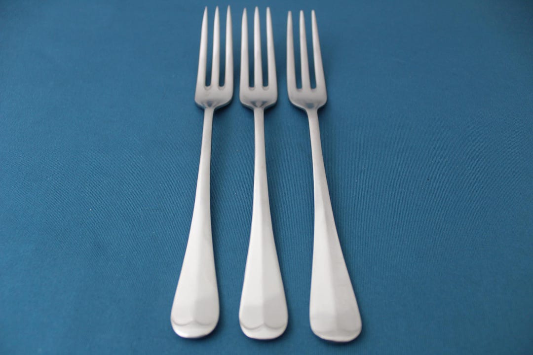 3 European Dinner Forks 3-tine Cooper Bros QUEEN ANNE Satin Stainless ...