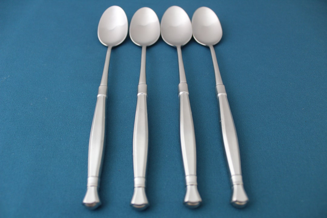 4 Iced Tea Spoons Oneida ACT II SATIN Cube Stainless 7 5/8" - Etsy