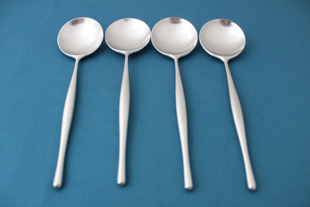4 Round Soup Spoons Lauffer Towle DESIGN 3 Norway Stainless 7 1/8" - Etsy
