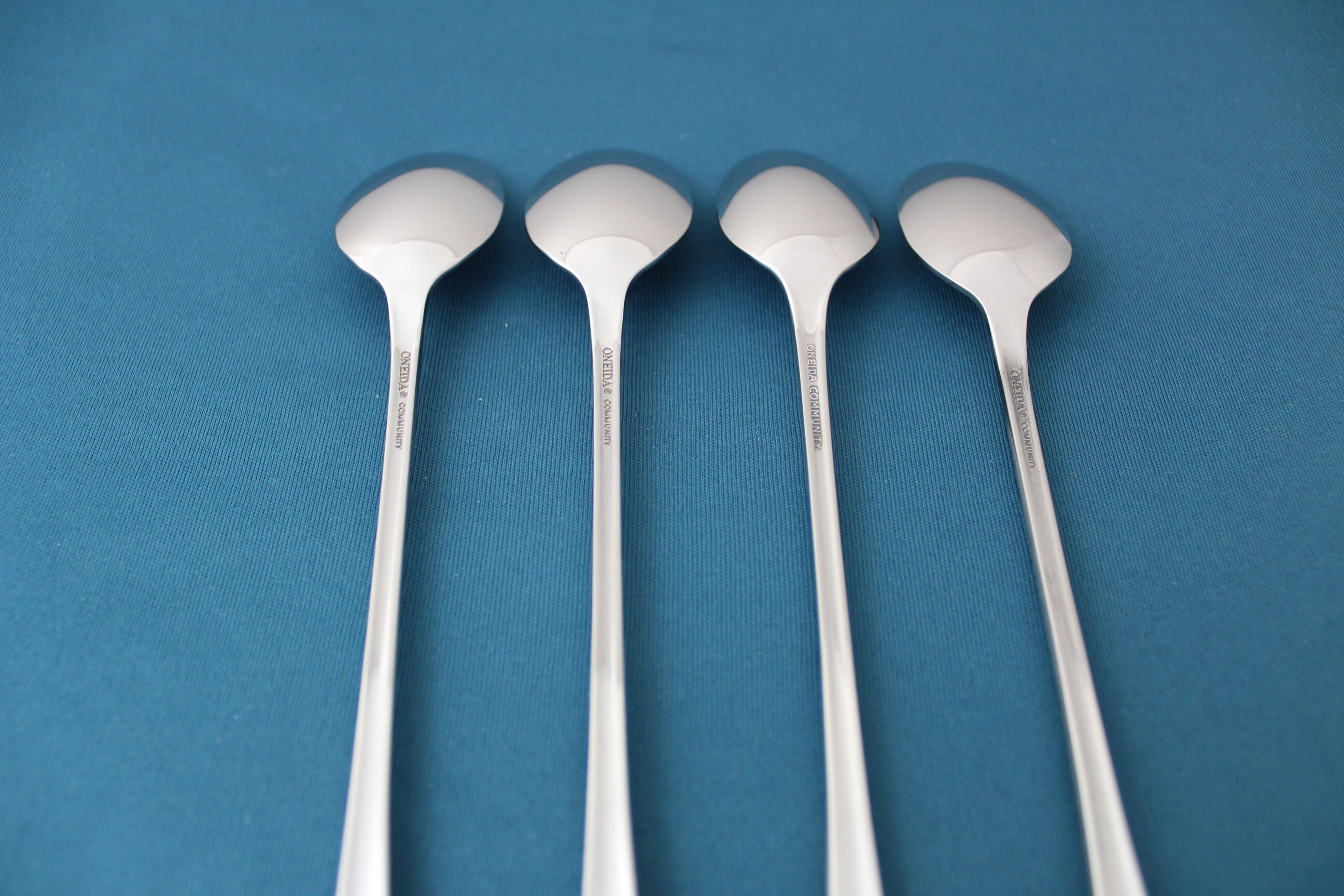 4 Iced Tea Spoons Oneida Community CLARETTE Stainless LIGHT USE 7 5/8 ...