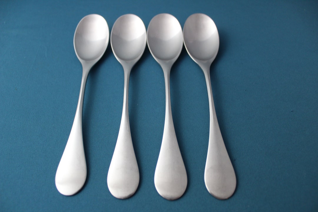 4 Place Oval Soup Spoons Hackman MANGO Satin 18/8 Stainless Finland ...