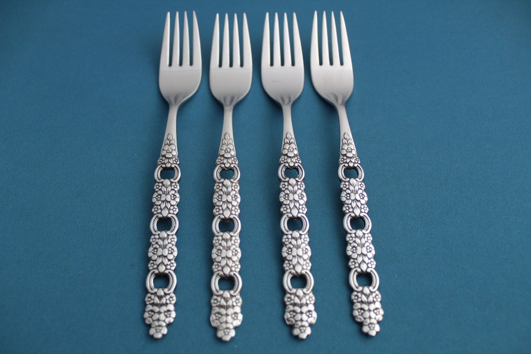 4 Dinner Forks Oneida Community VIOLA VIOLA Stainless Floral 7 3/8" - Etsy