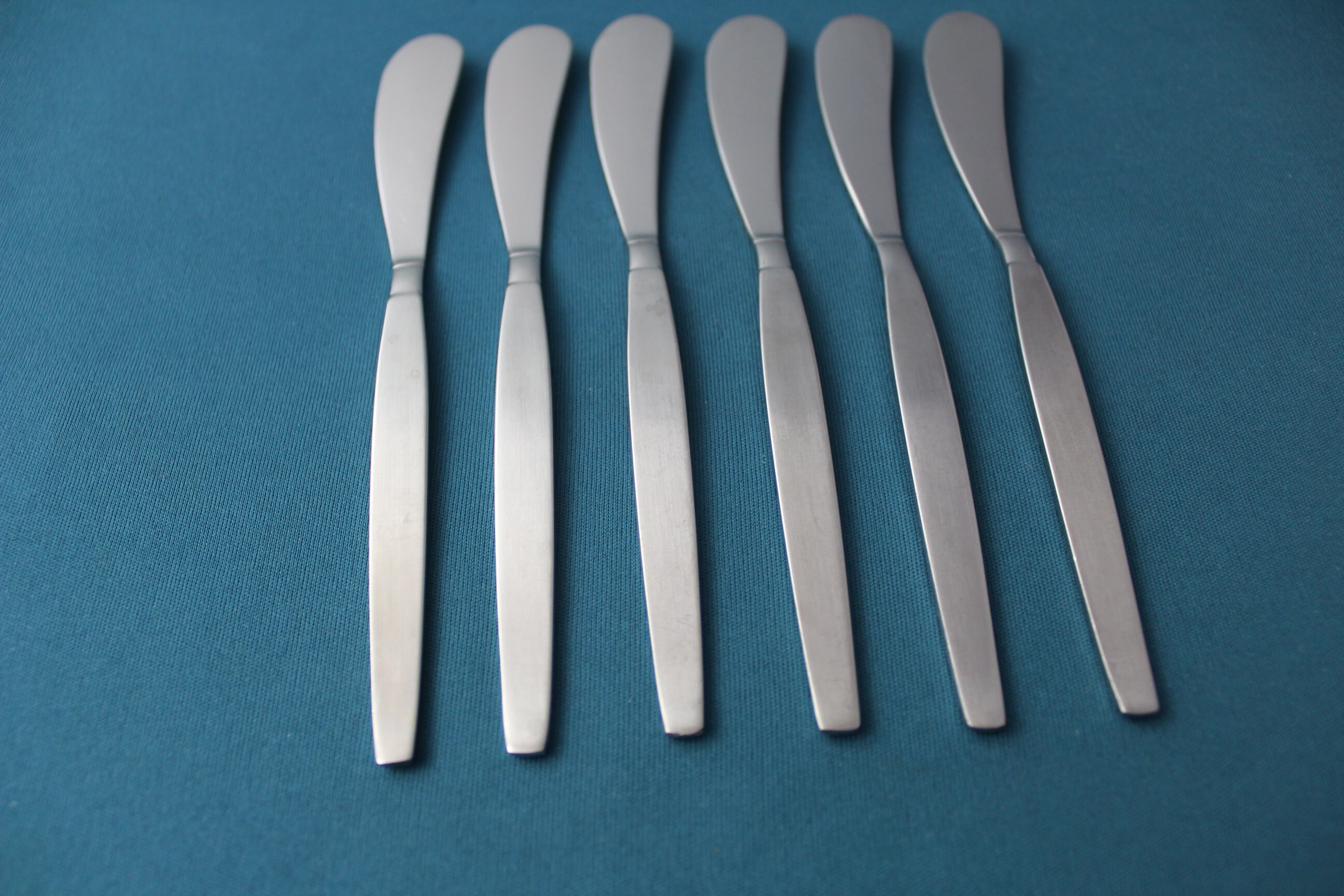 6 Flat Handle Paddle Butter Spreaders Oneida Community FROSTFIRE ...