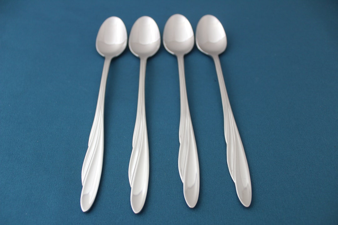 4 Iced Tea Spoons Oneida SHORELINE Glossy Community Stainless LIGHT USE ...