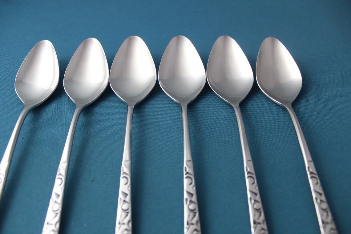 6 Place Oval Soup Spoons 1847 Rogers IS International NAVAHO Stainless ...