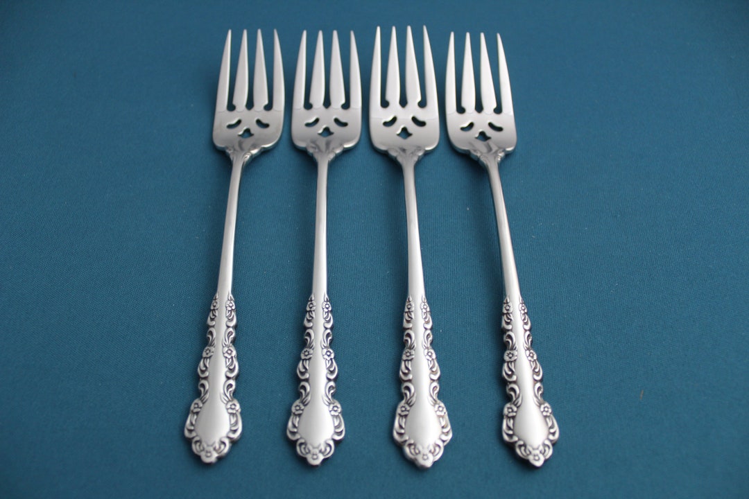 4 Salad Forks Oneida SHELLEY Cube Mark Stainless 6 1/2" - Etsy