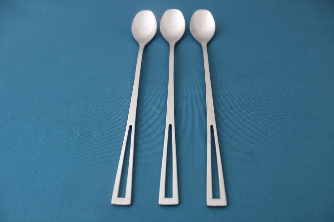 3 Iced Tea Spoons Supreme Cutlery Towle APERTO 18/8 Stainless Japan 8 1 ...
