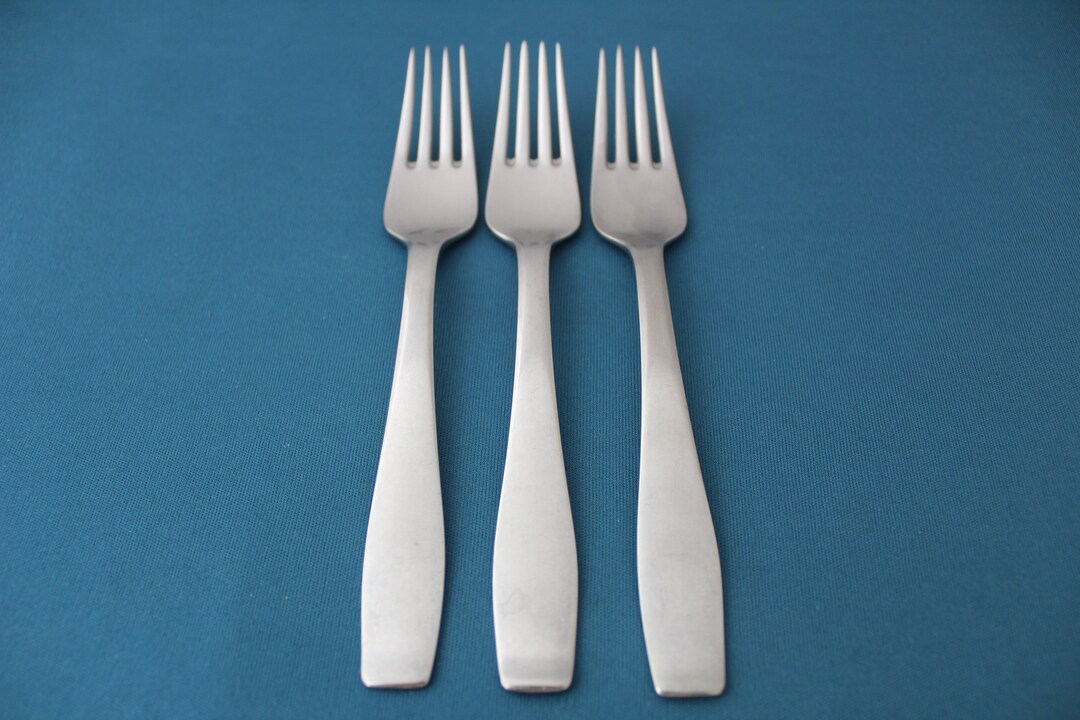 3 Large Fish / Salad Forks Georg Jensen PLATA Denmark Stainless 6 5/8 ...