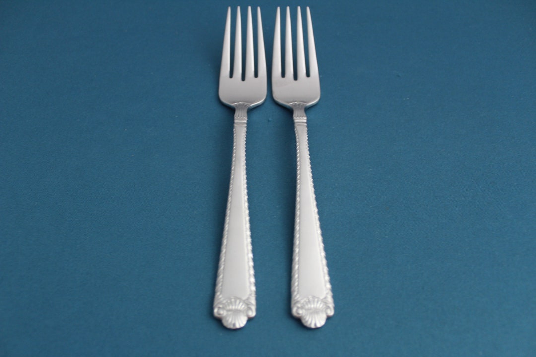 2 Salad Forks Wallace FRENCH SHELL 18/8 Stainless Rope Front Japan 6 3/ ...