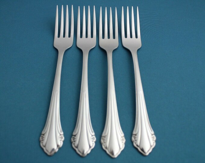 4 Dinner Forks ONEIDA 1881 Rogers BITTERSWEET / REPOSE Stainless 7 1/4 ...