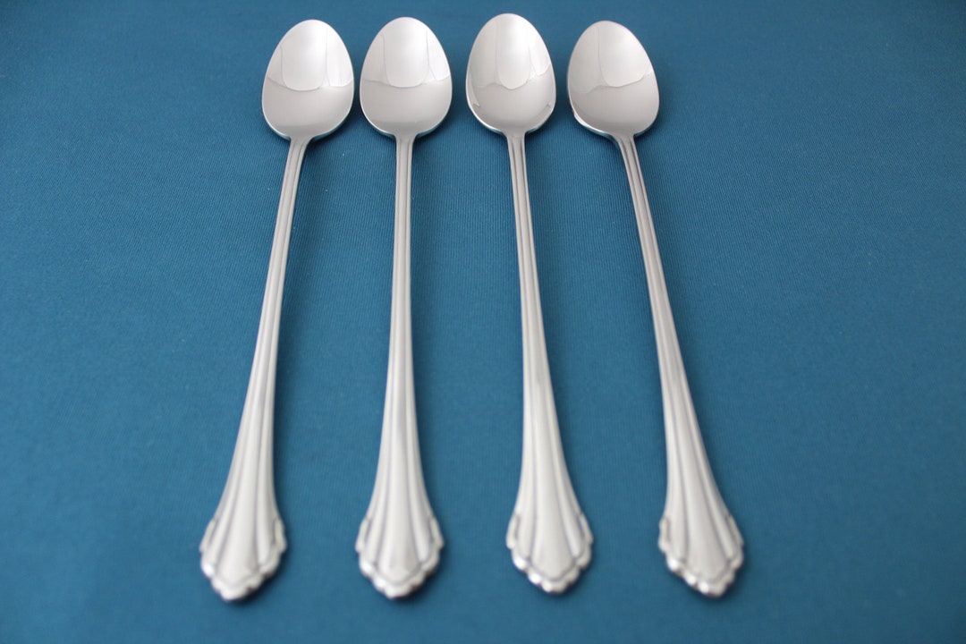 4 Iced Tea Spoons Oneida Community CLARETTE Stainless LIGHT USE 7 5/8 ...