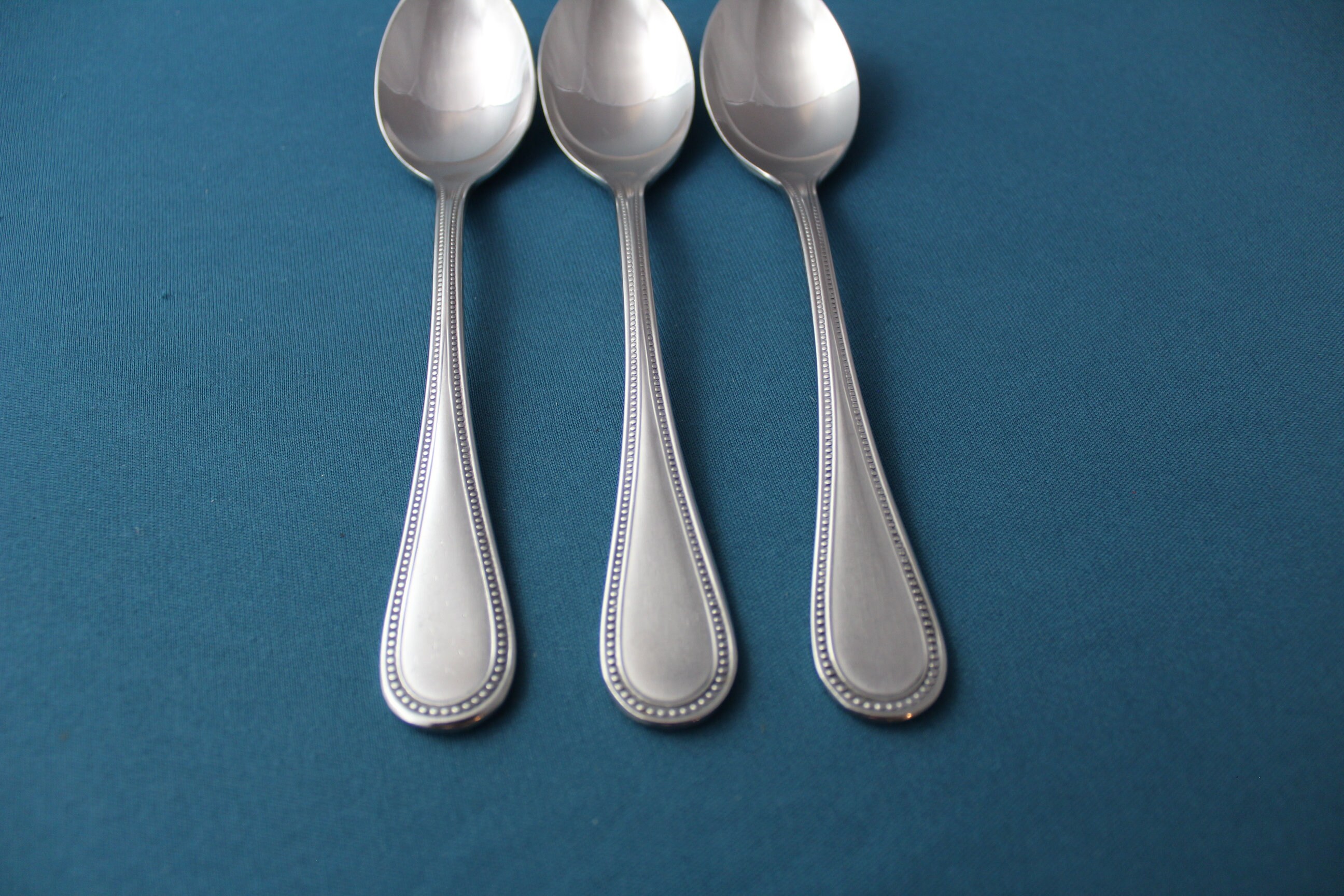 3 Teaspoons Towle BEADED ANTIQUE Satin 18/8 Stainless Germany 6 1/4" - Etsy