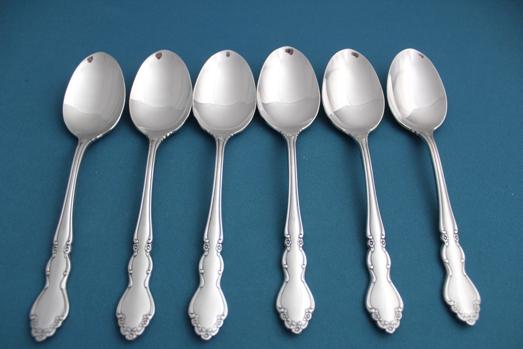 6 Place Oval Soup Spoons Oneida DOVER Glossy Stainless CUBE 6 1/2" - Etsy